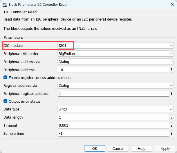 Migrate I2C Block Usage to STM32 Processor Based Library Block - MATLAB & Simulink