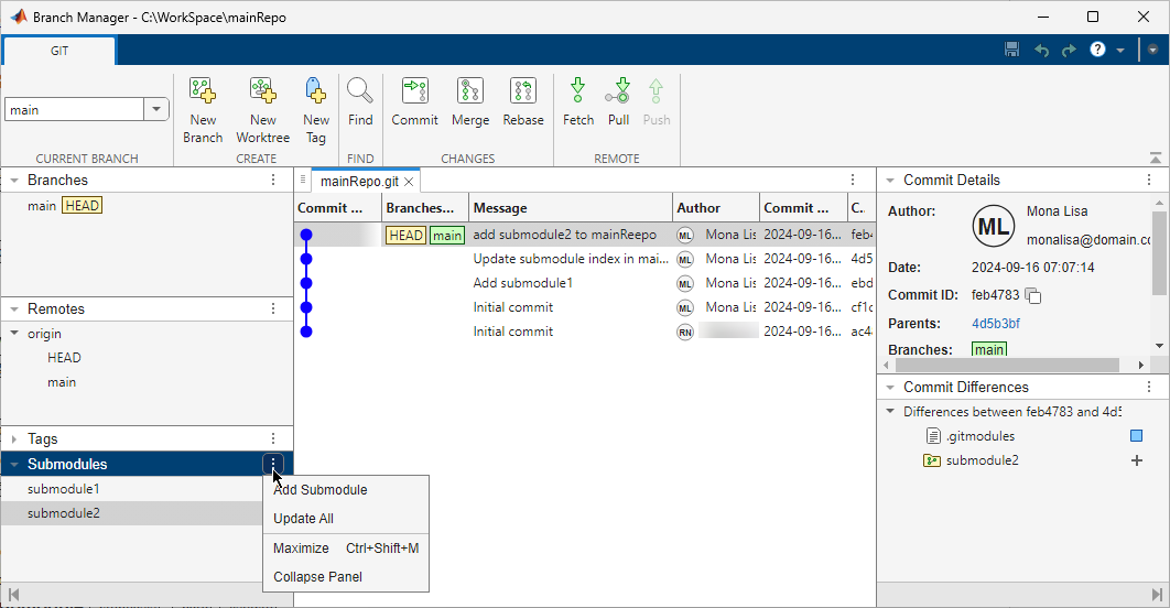 Work With Git Submodules In Matlab Matlab And Simulink