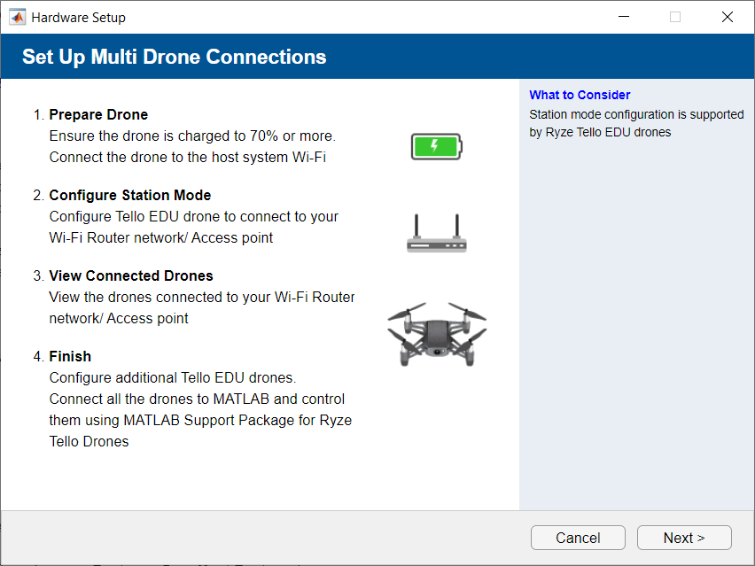Configure Multiple Ryze Tello Drones Matlab And Simulink