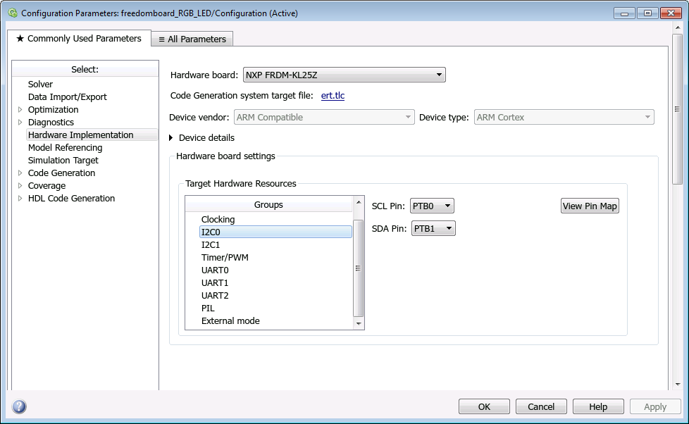 Hardware Implementation Pane - MATLAB & Simulink